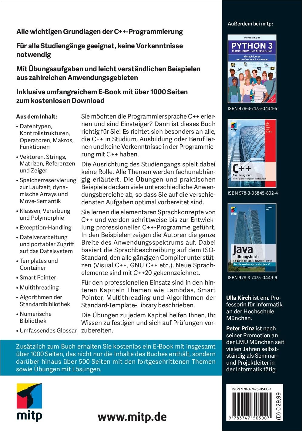 mitp-Verlag | C++ Lernen und professionell anwenden
